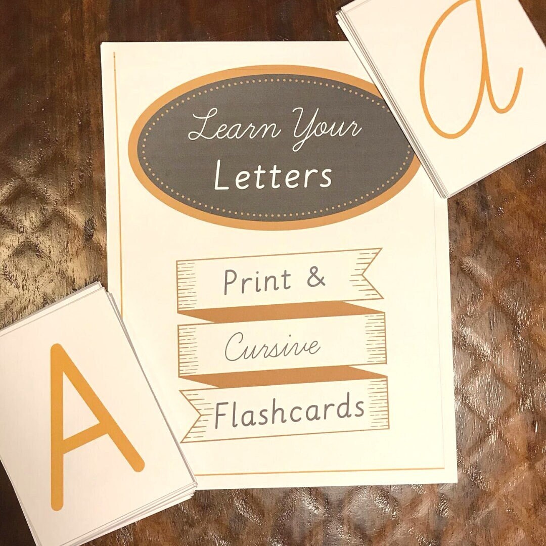 Alphabet Flashcards in D'nealian Print & Cursive - Etsy