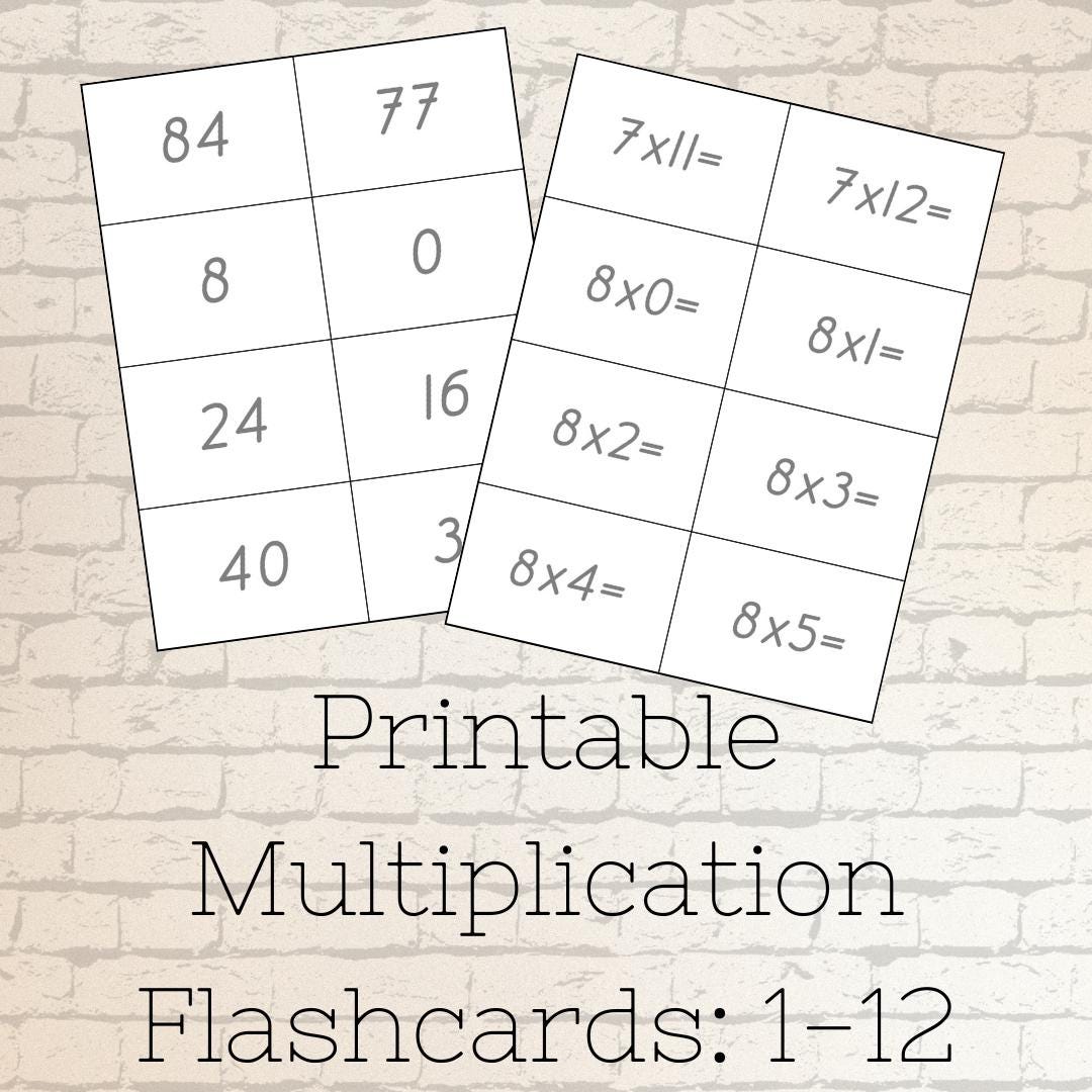 Multiplication Flashcards - Etsy