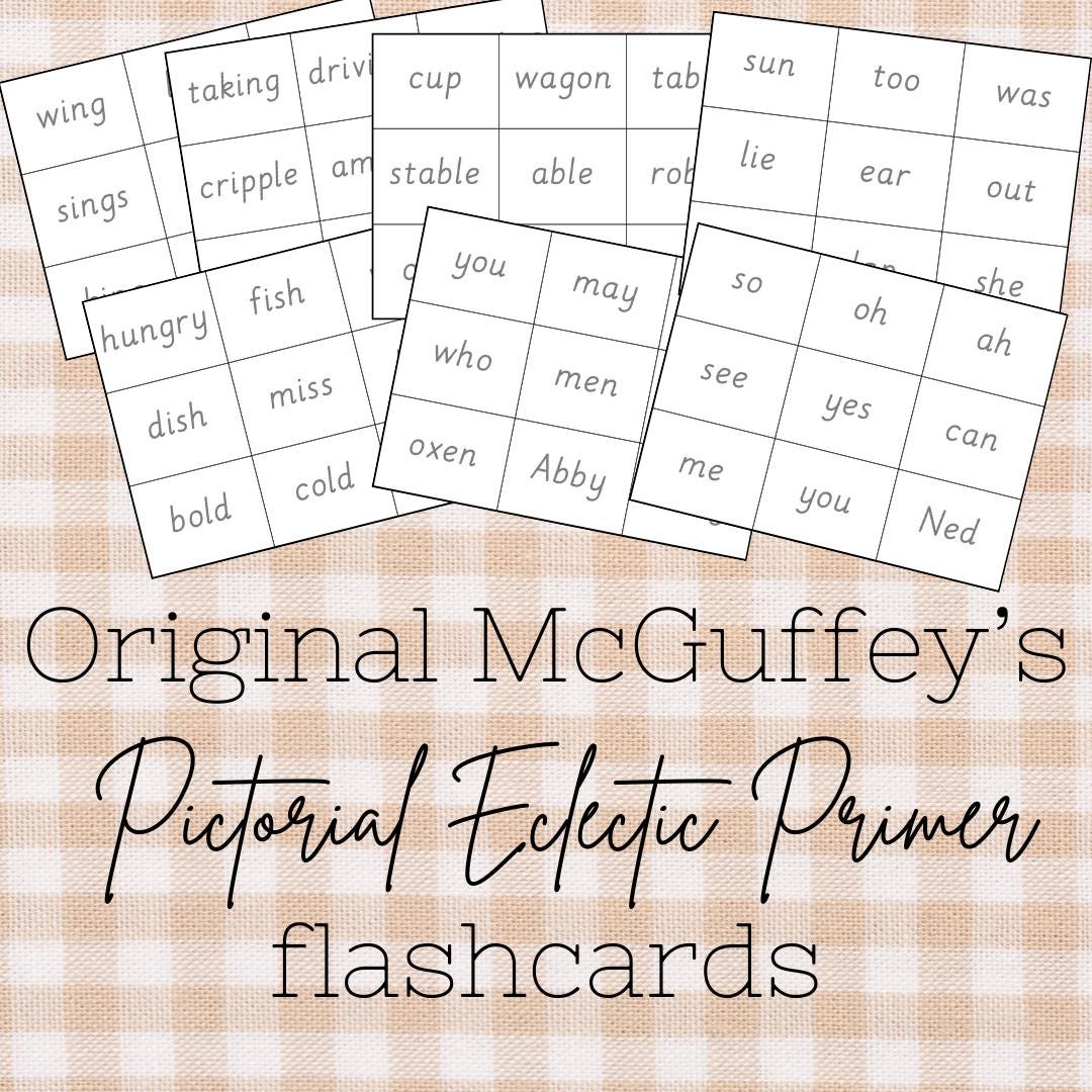 Original Mcguffey's Pictorial Eclectic Primer Flashcards - Etsy