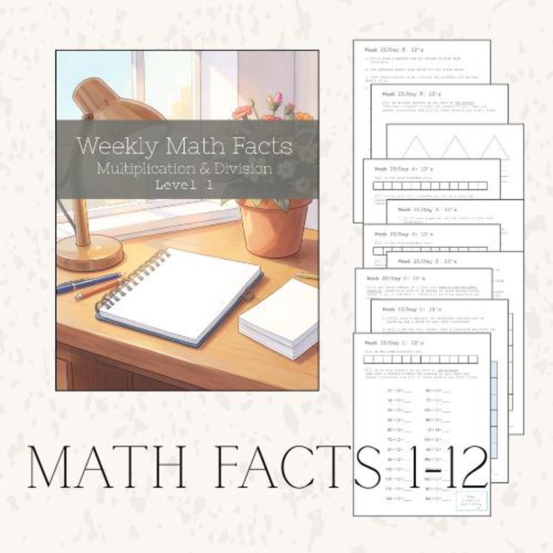 Multiplication & Division: Weekly Math Facts Workbook Level 1 - Etsy