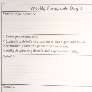 Weekly Paragraph Writing Workbook: Grades 4-6 - Etsy