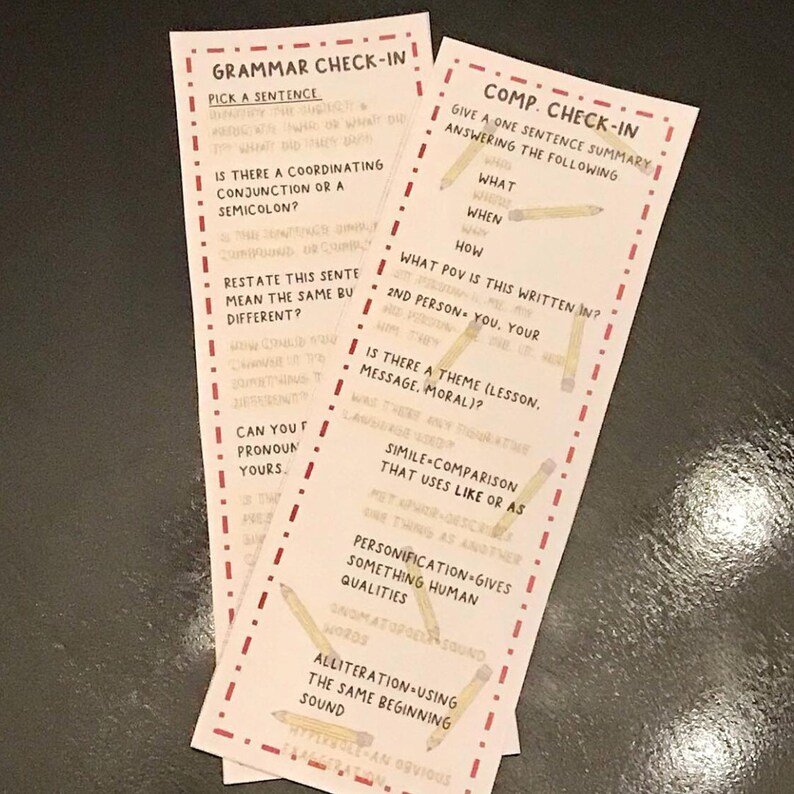 Language Arts Bookmarks - Etsy