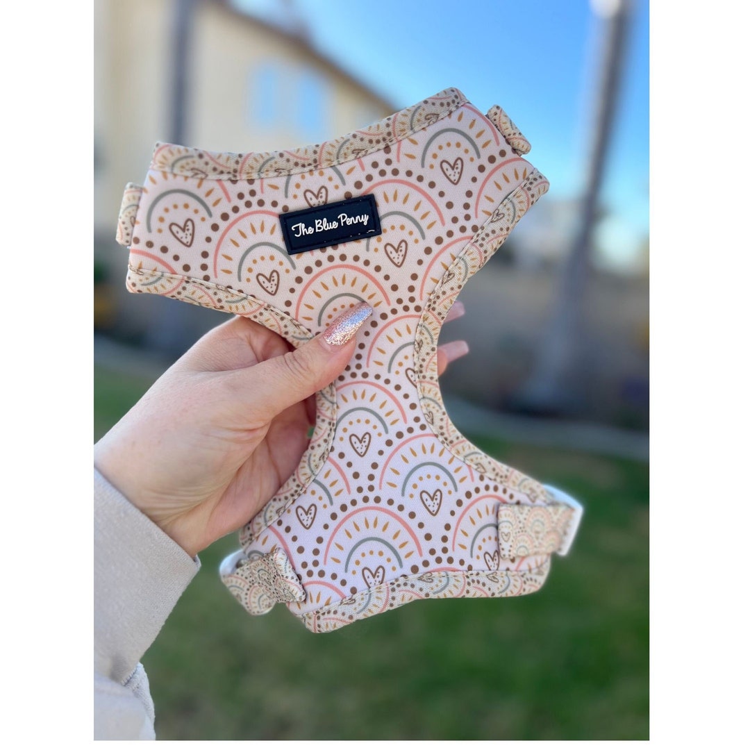 Boho Rainbow Dog Harness Cute Dog Harness & Leash Set Cute Dog Collar Boho Dog Collar XXS to ...