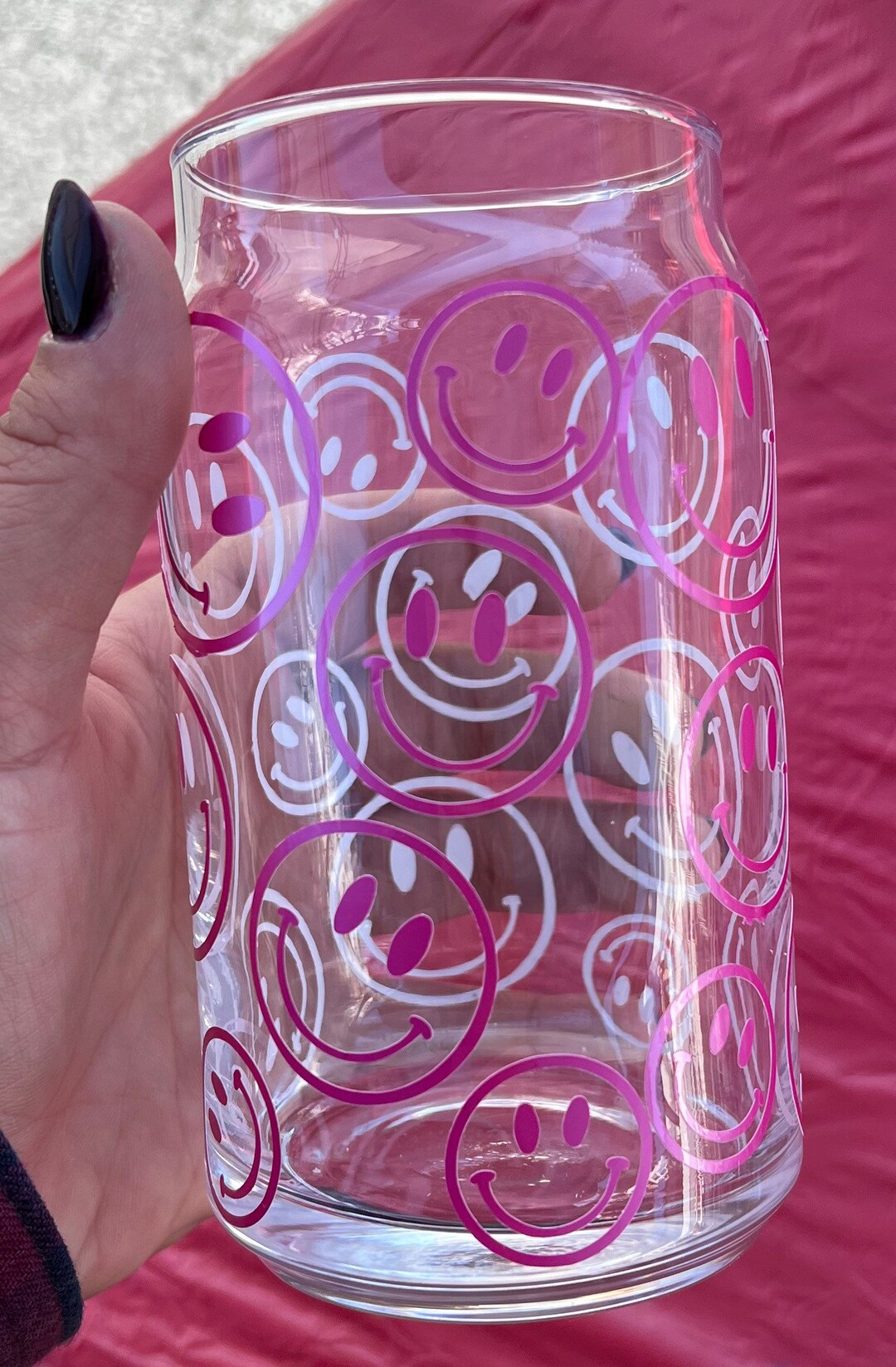 Smiley Face Glass Cup - Etsy