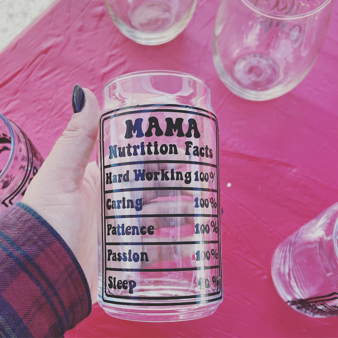 Mama Nutrition Facts Glass Cup - Etsy