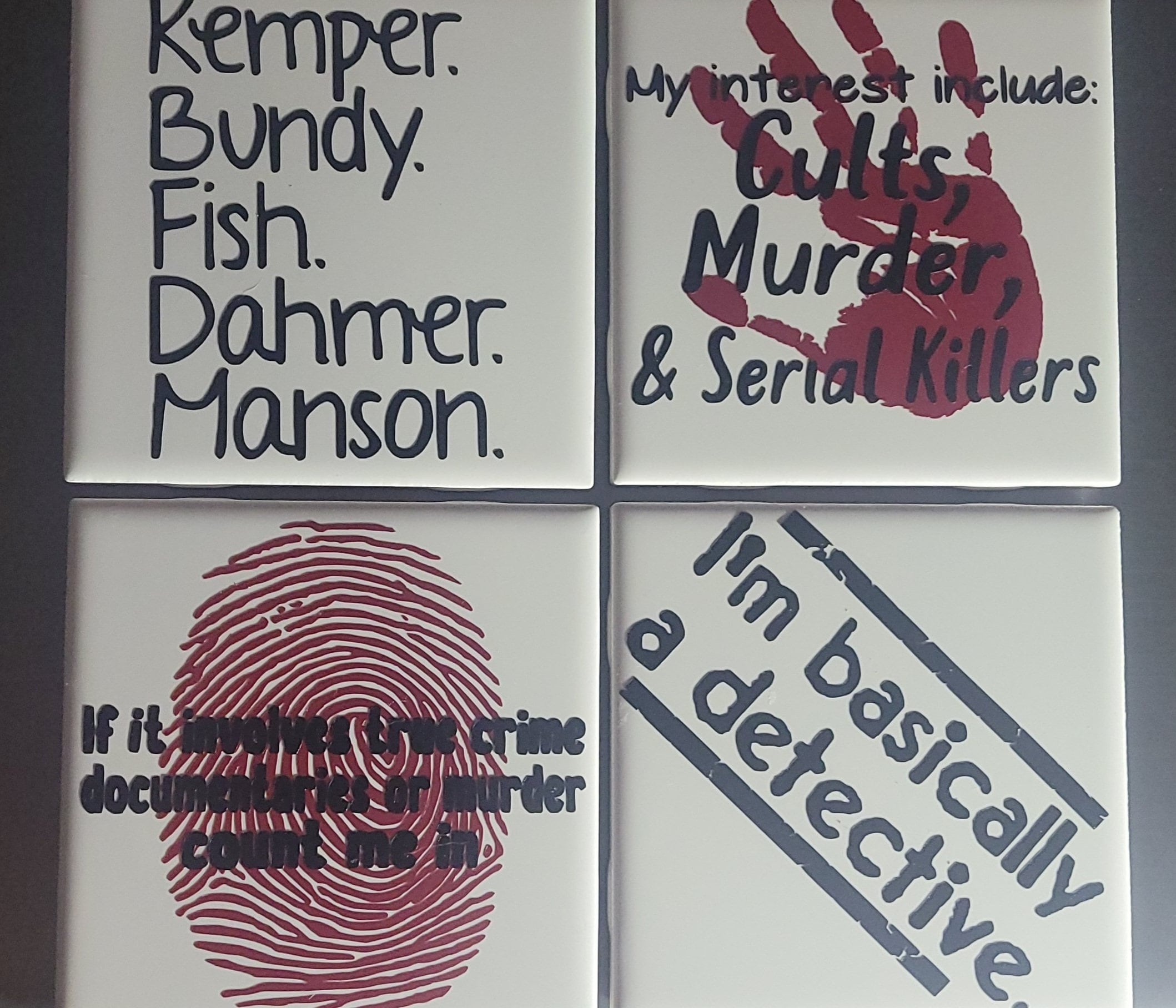 True Crime Coaster Set Murder Pun Quotes True Crime Gift - Etsy