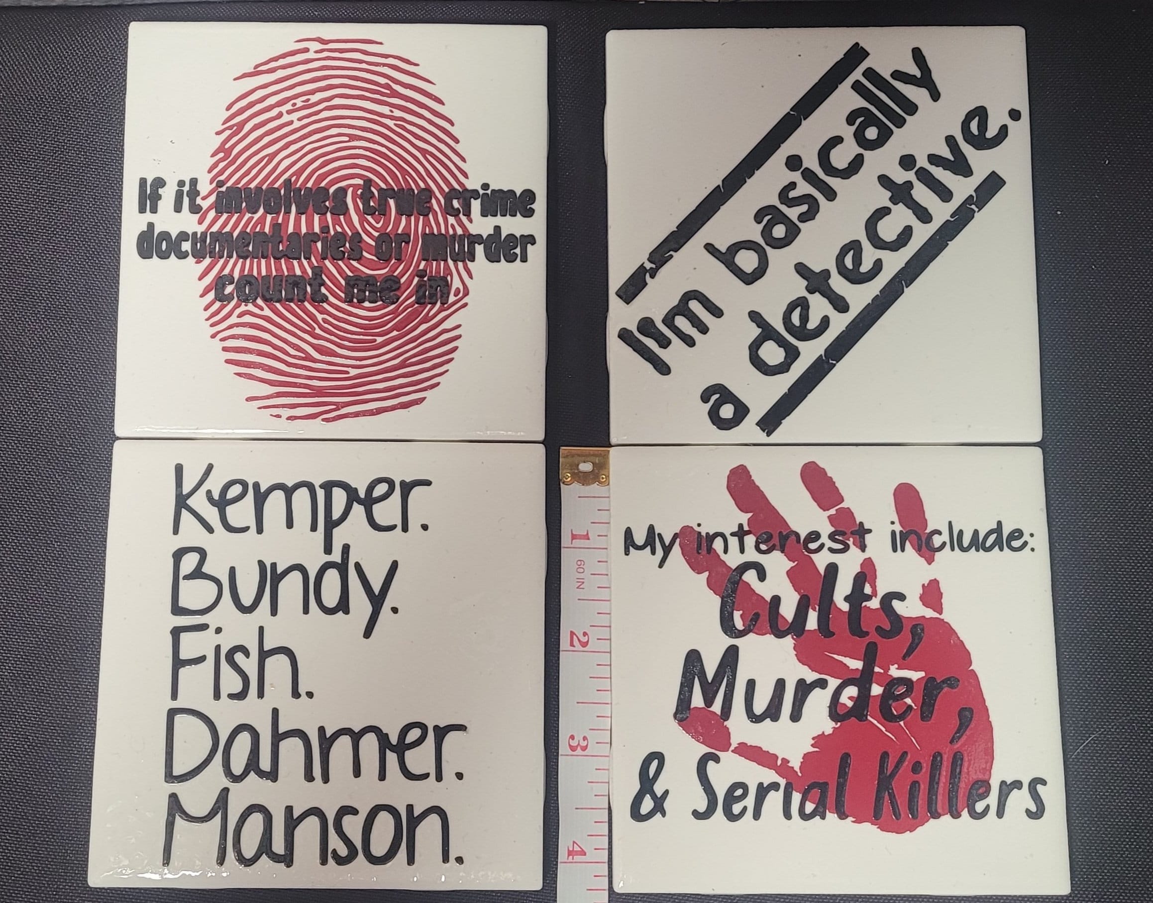 True Crime Coaster Set Murder Pun Quotes True Crime Gift - Etsy