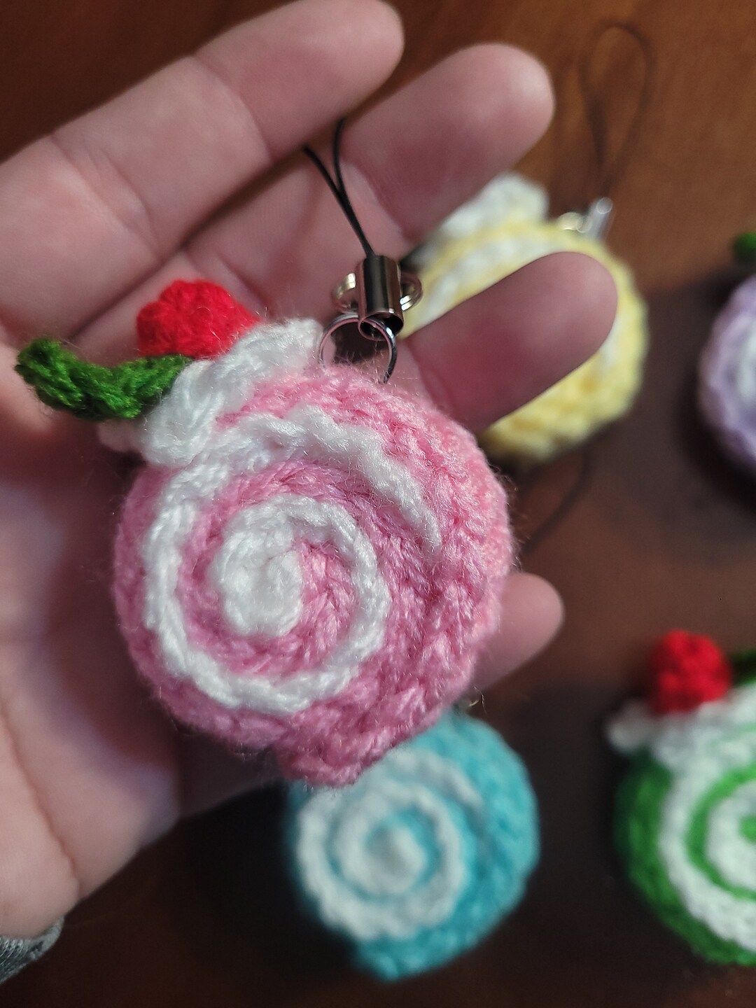 Kawaii Swiss Cake Roll Keychain, Kawaii Keychain, Crochet Keychain ...
