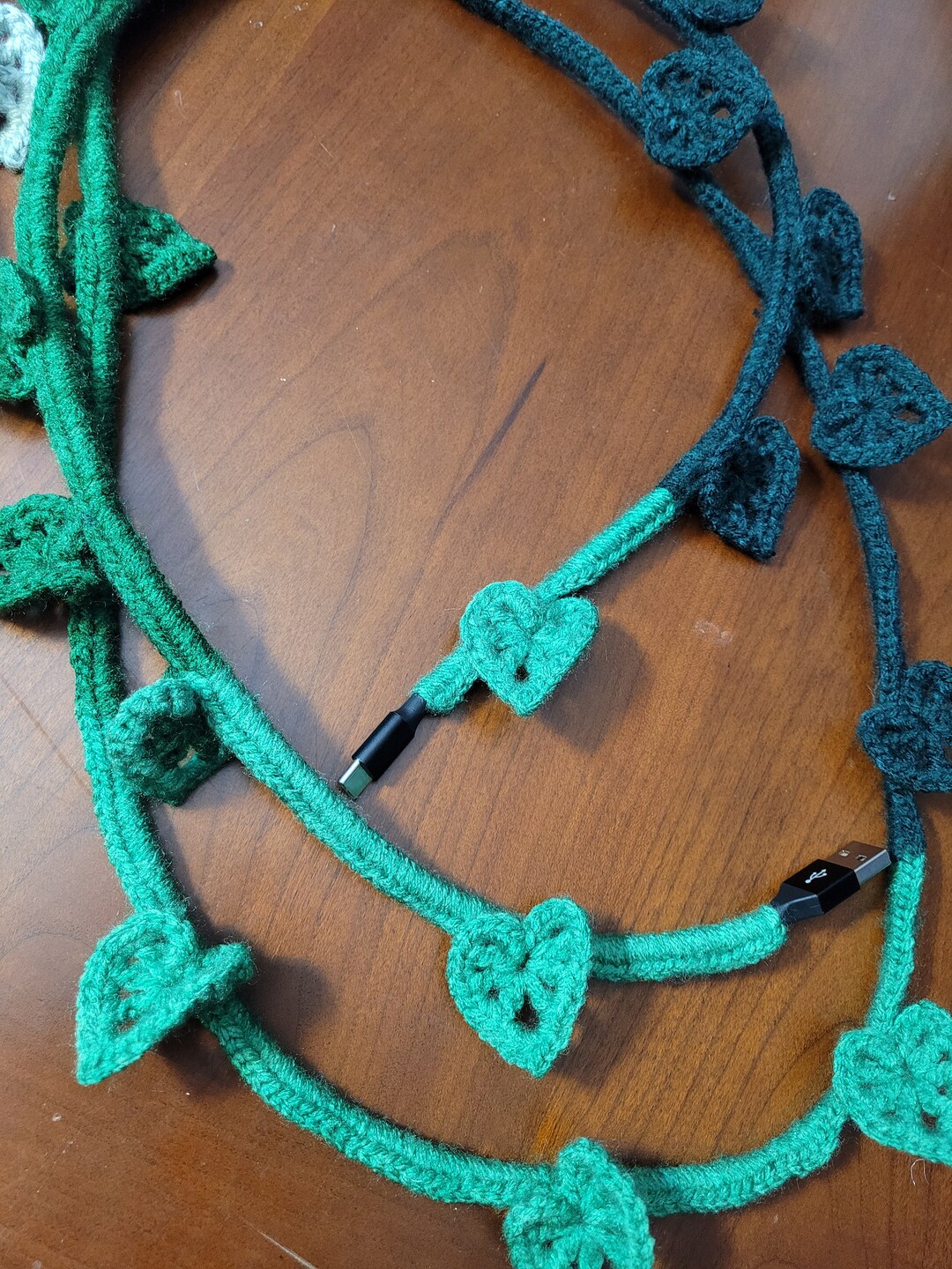 Heart Leaf Vine Phone Charger, Crochet Leaf Vine, Crochet Phone ...