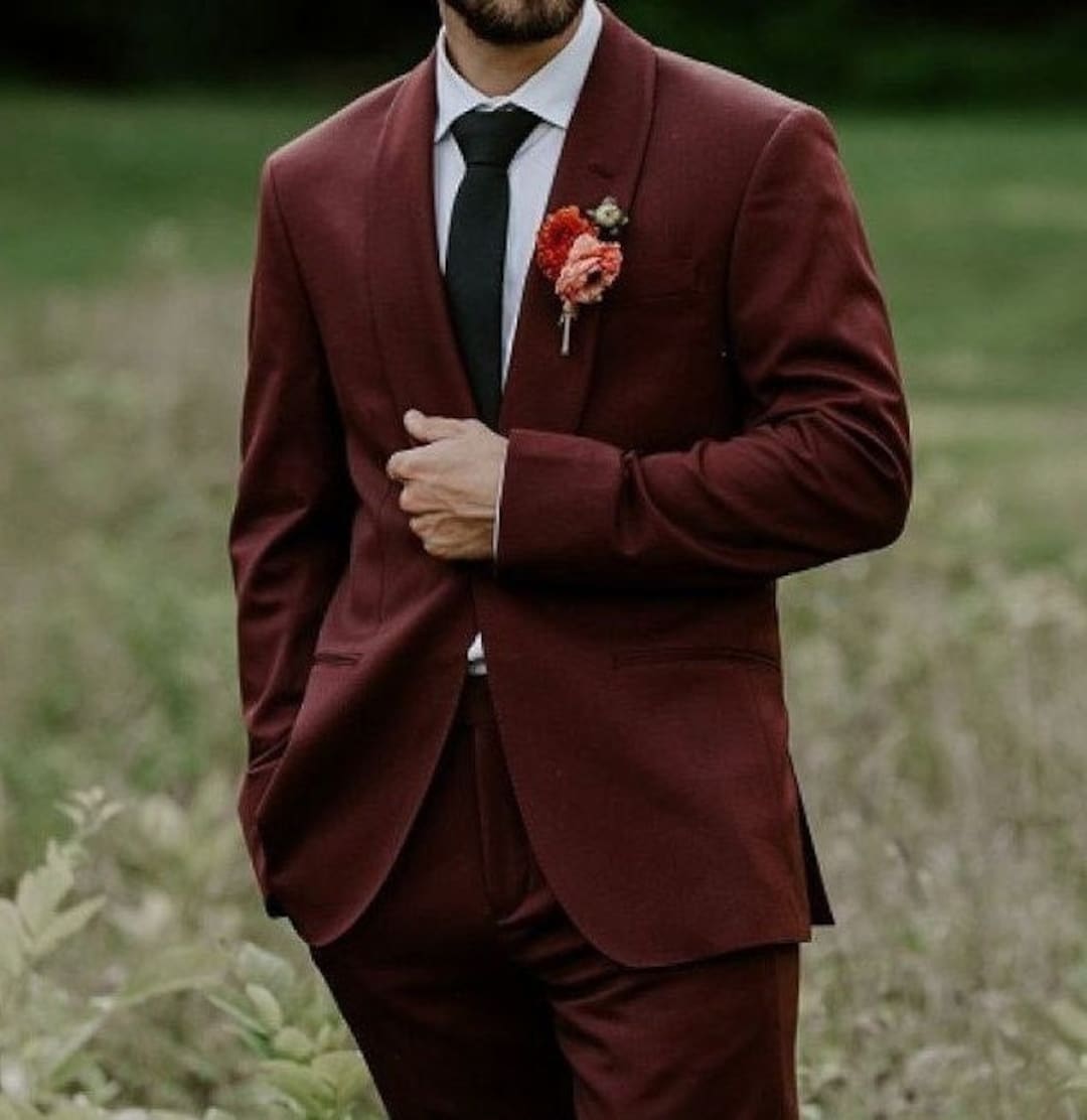 Men Burgundy Suit Men Suit Wedding Wear Men Suit 2 Piece Men Stylish ...