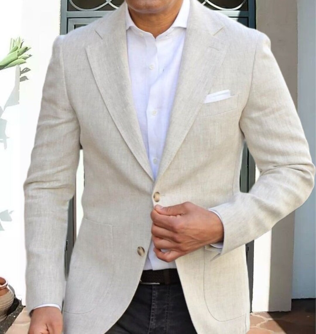 Men Linen Blazer Light Beige Linen Jacket Wedding Party Wear - Etsy