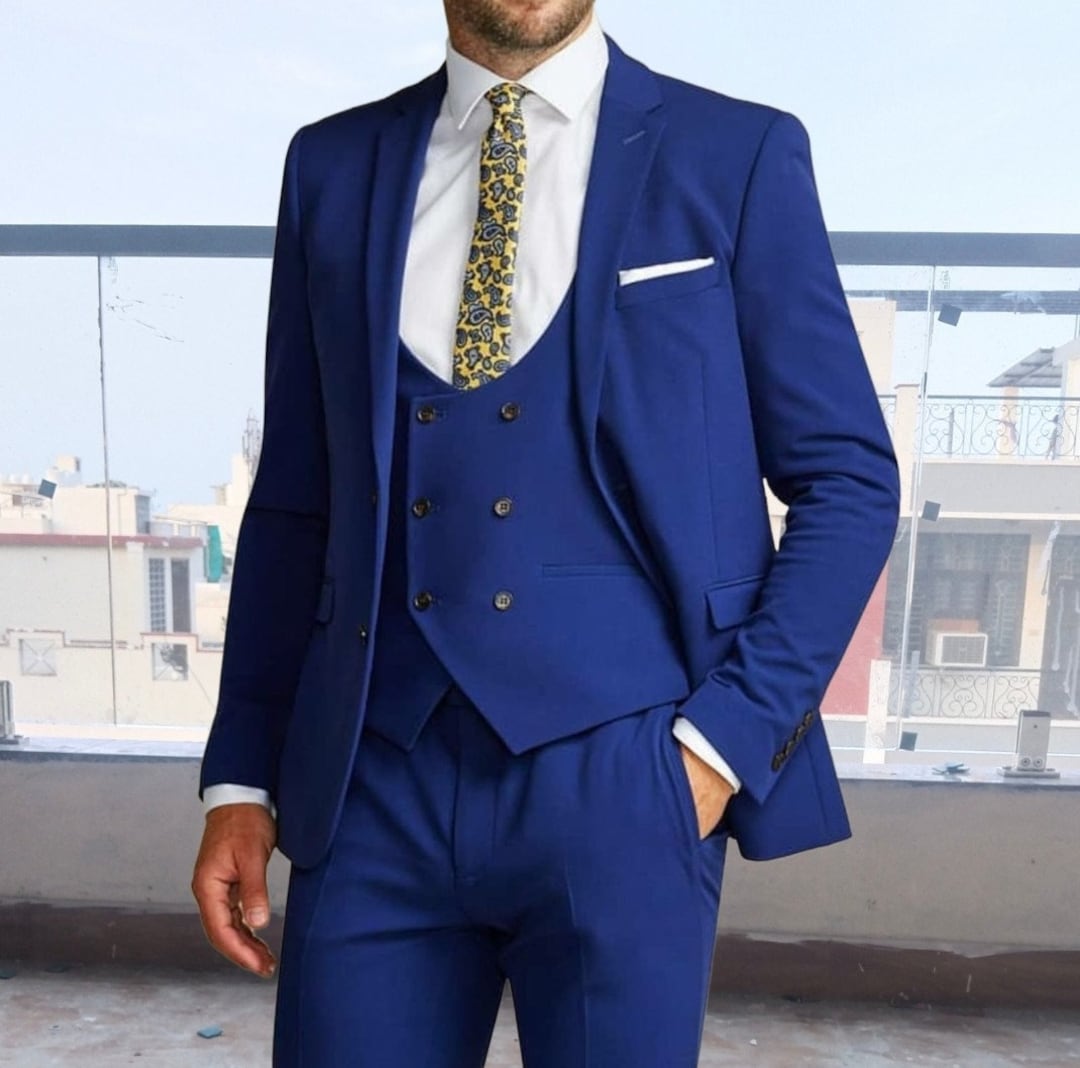 Men Royal Blue Wedding Suit Men Luxury Suit Groom Wedding - Etsy