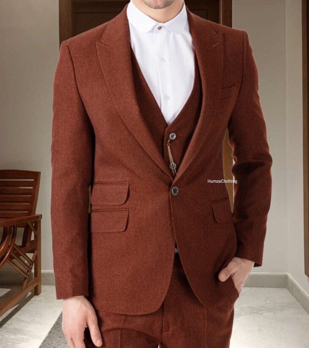 Men Rust Suit Rust 3piece Suit Men Suit Men Wedding Suit Groom - Etsy