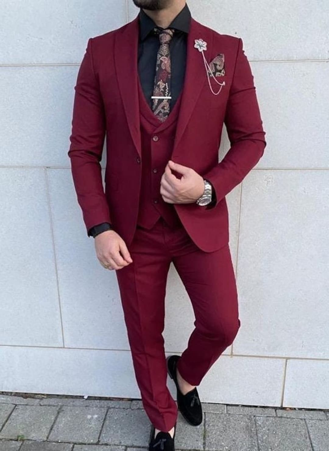 Men Maroon Suit Wedding Suit Party Wear Suit Groom Wear Suit - Etsy