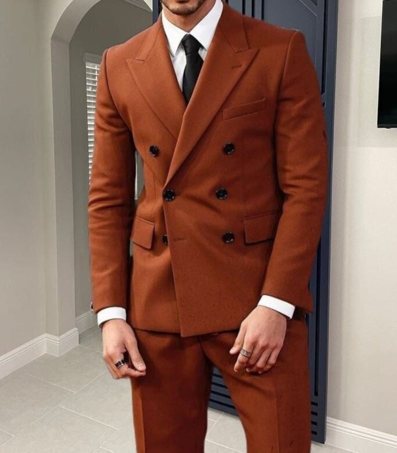 Men Rust Orange Suit Wedding Wear Groom Suit Elegant Fashion Suit 2 ...