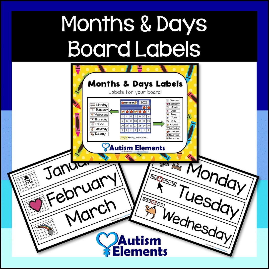 Visual Calendar Board Labels- Calendar- Math - Etsy