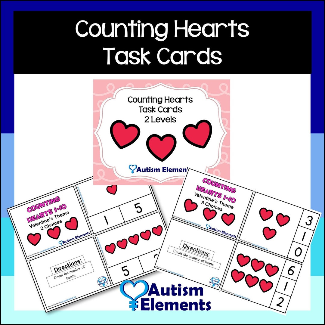Counting Hearts Task Cards Valentine's Day Autism & SPED Resources - Etsy