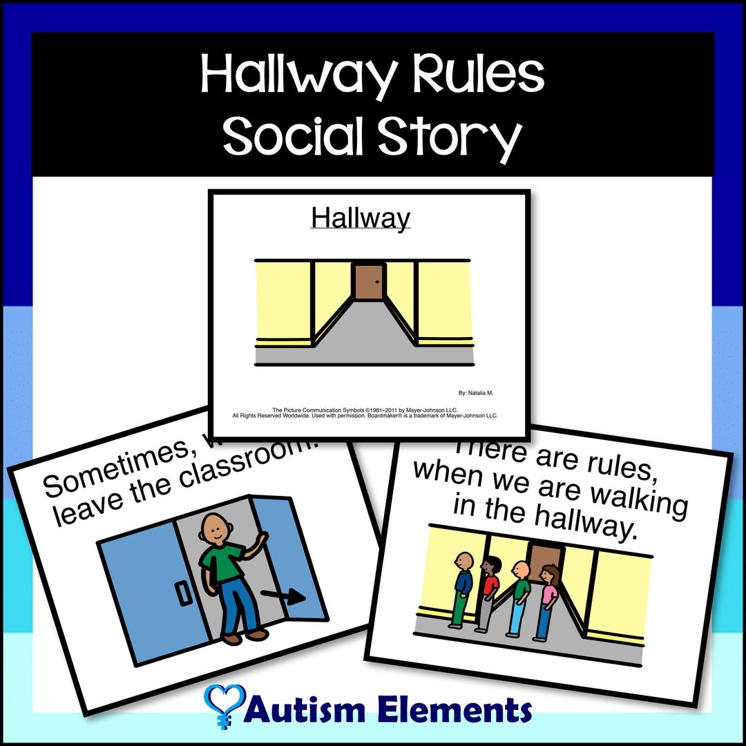 Hallway Rules Social Story- Visuals- Behavior Supports- SPED & Autism ...