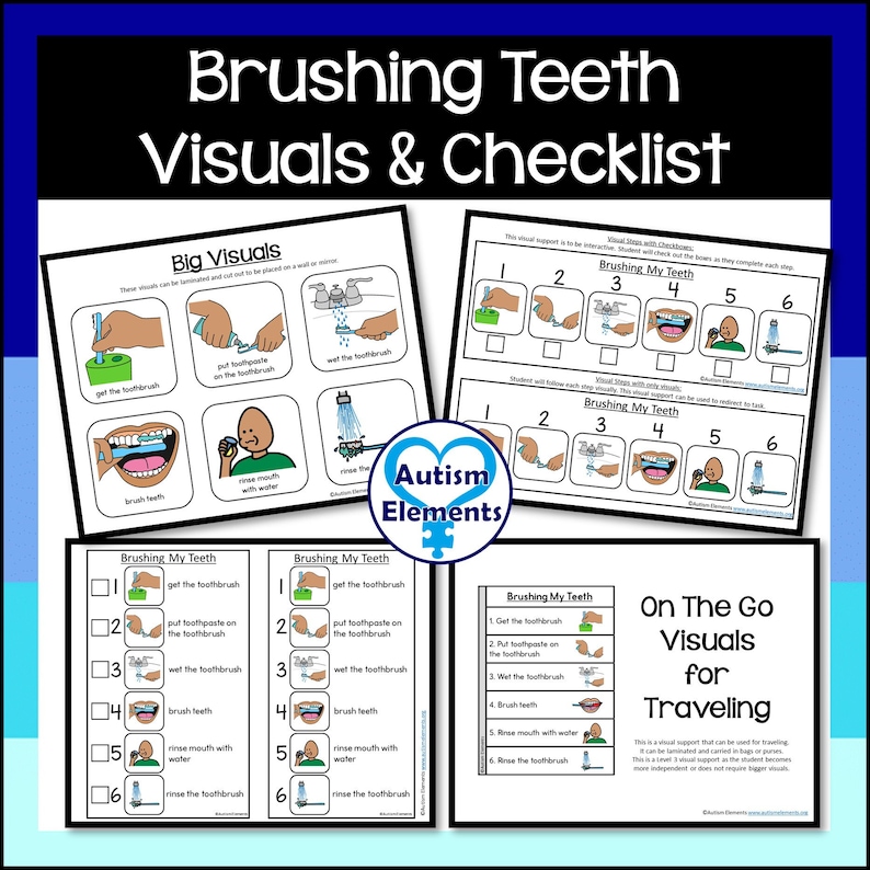 Brushing Teeth Visuals Checklist- Dental- Visuals- Autism -SPED ...