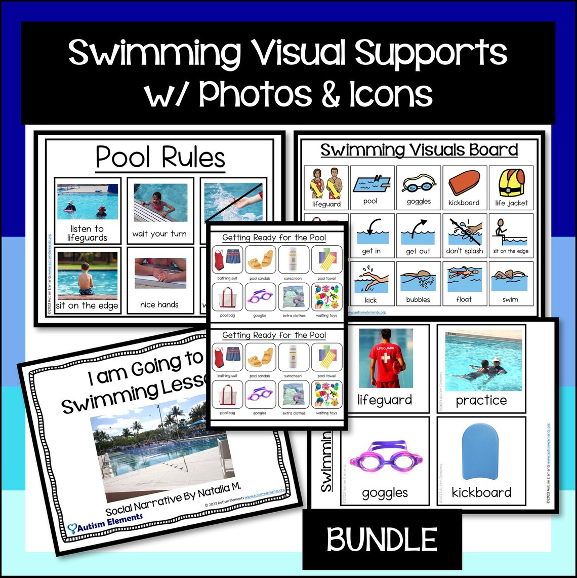Swimming Visuals Supports With Photos & Visual Icons- Autism- Special ...