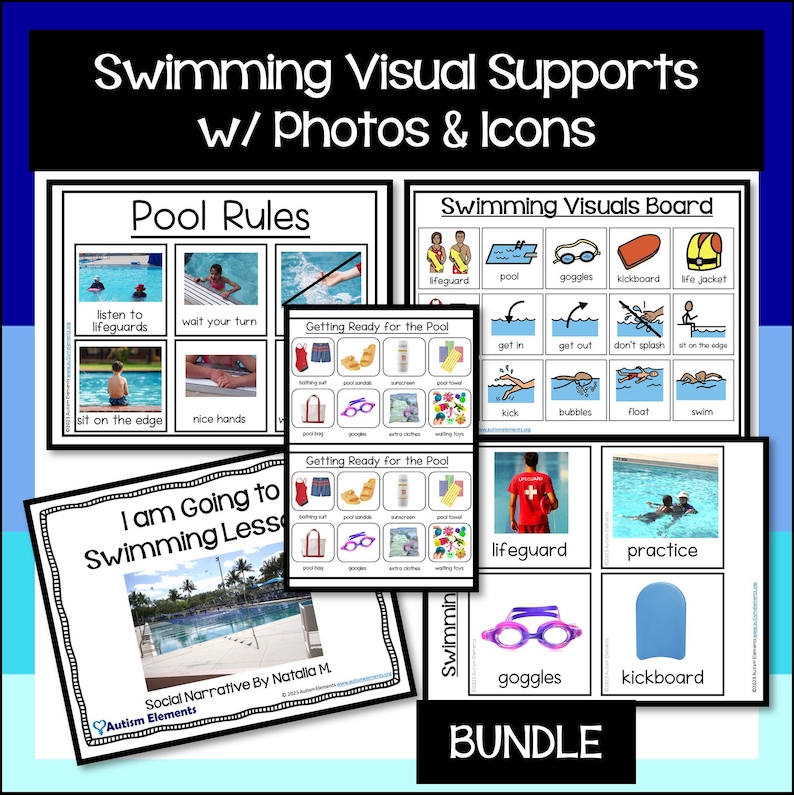 Swimming Visuals Supports With Photos & Visual Icons- Autism- Special ...