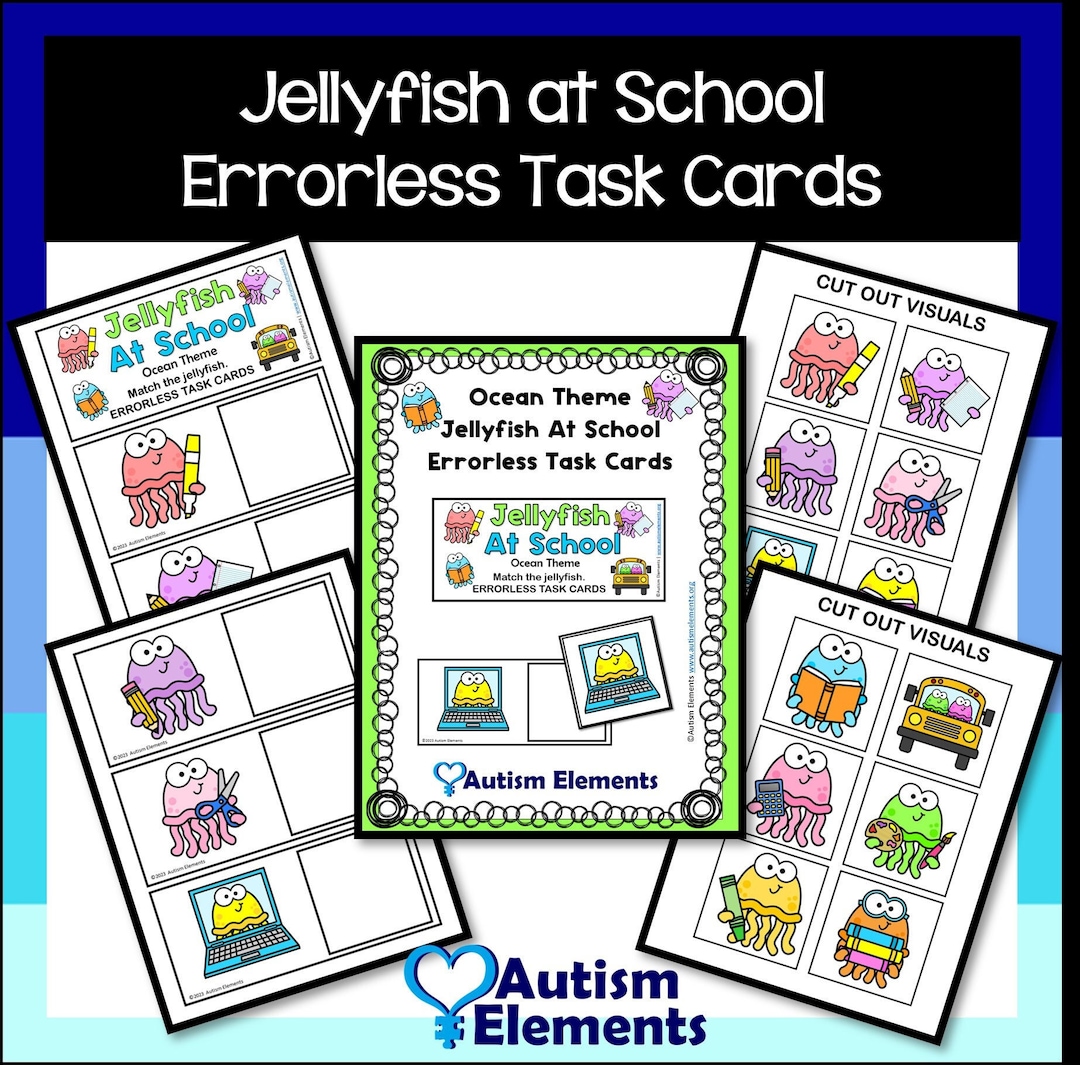 Jellyfish at School- Errorless Learning- Task Cards- Ocean Theme ...