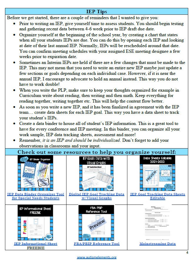 IEP Development Helper- IEP Writing Guide- SPED & Autism Resources - Etsy