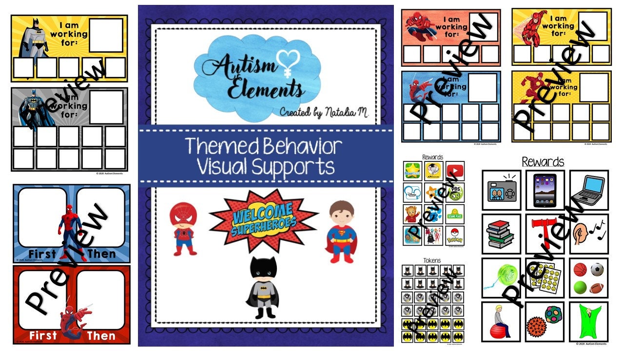 Superheroes 2 Behavior Visual Supports-token Boards & - Etsy