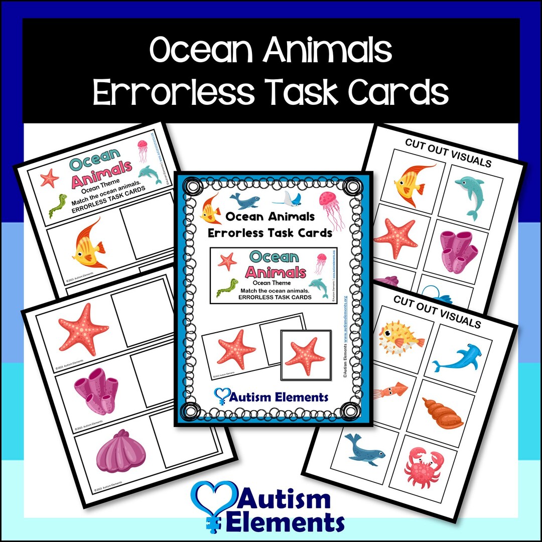 Ocean Animals- Errorless Learning- Task Cards- Ocean Theme- Autism ...