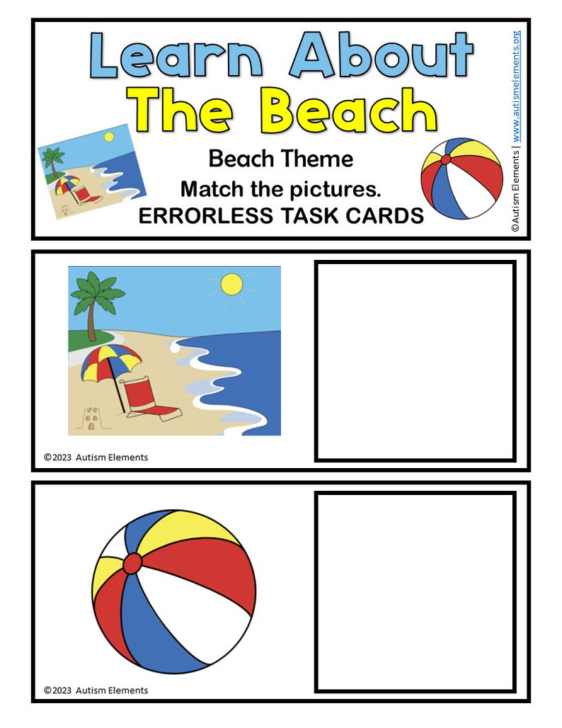 Beach Errorless Learning Task Cards Ocean Theme Autism - Etsy