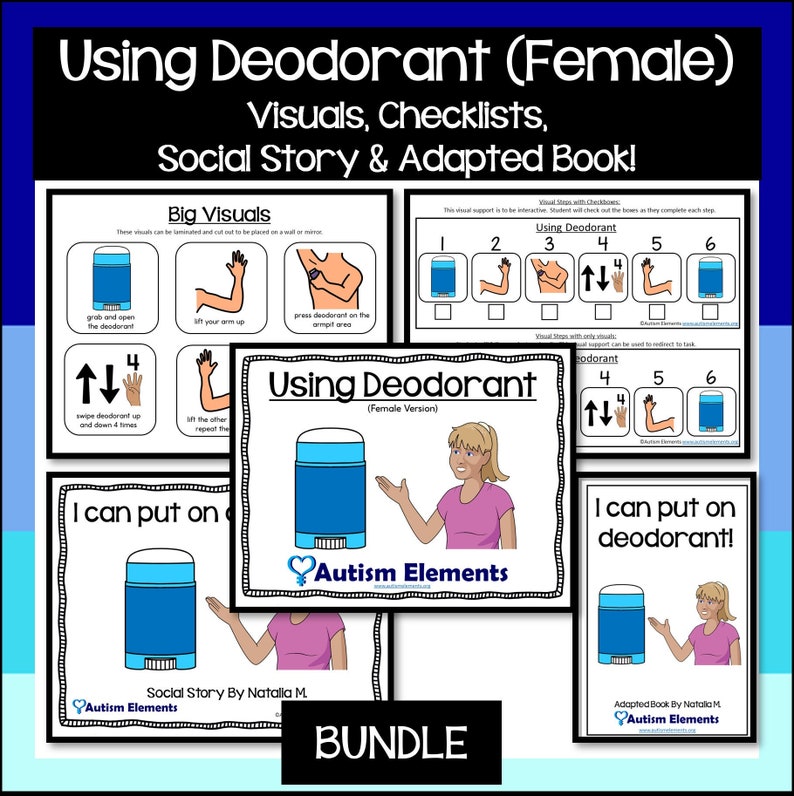 Deodorant Hygiene Visual Supports (girl) BUNDLE - Autism- Self Care ...
