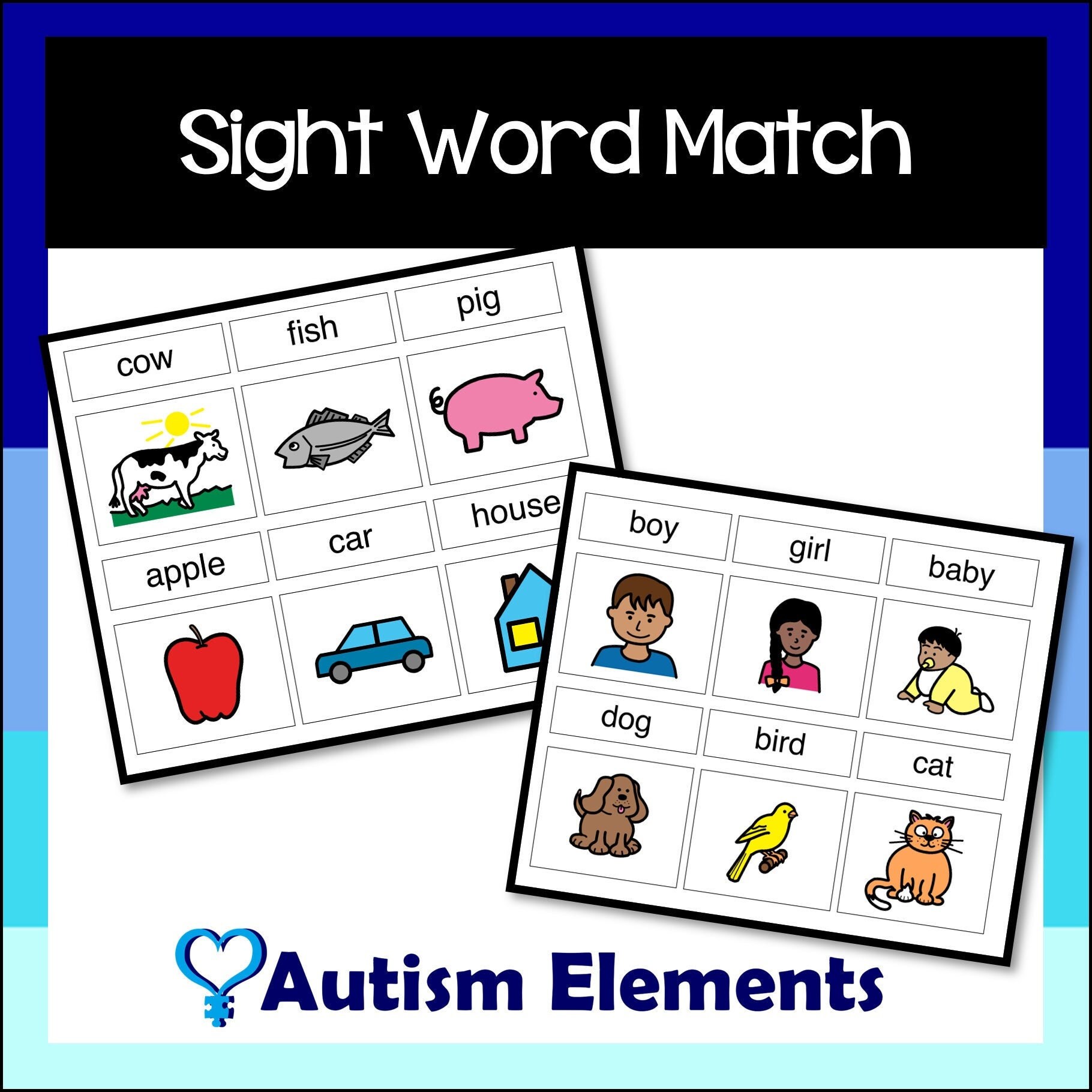 Dolch Sight Words Matching Phonics Autism & SPED Resources - Etsy