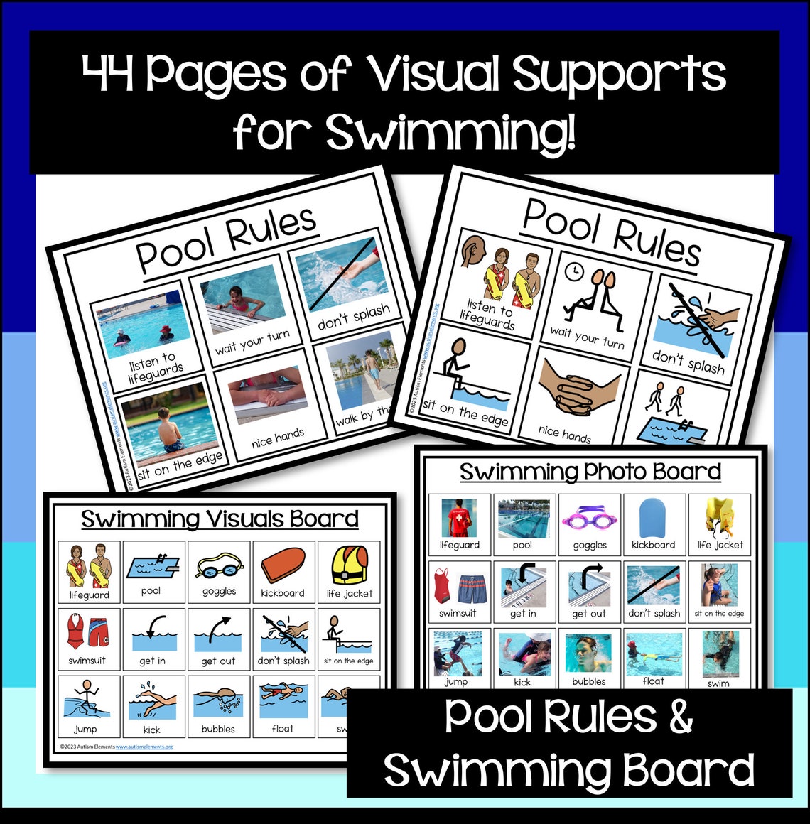 Swimming Visuals Supports With Photos & Visual Icons- Autism- Special ...