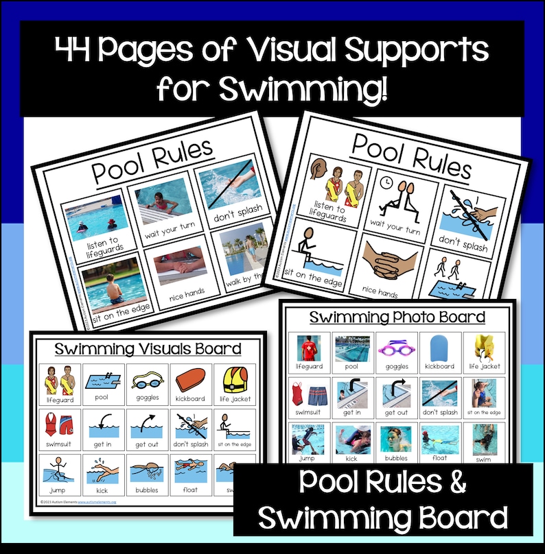 Swimming Visuals Supports With Photos & Visual Icons- Autism- Special ...