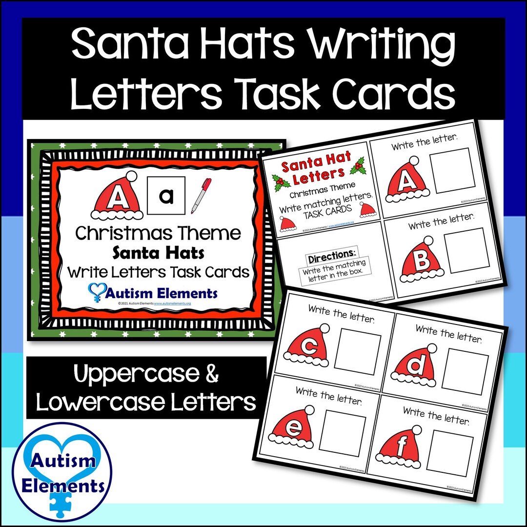 Santa Hat Write Letters Task Cards Uppercase & Lowercase-christmas ...