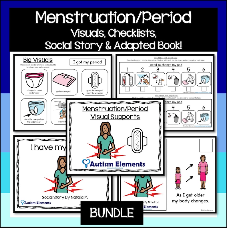 Period or Menstruation Visual Supports BUNDLE- Autism- Self Care ...