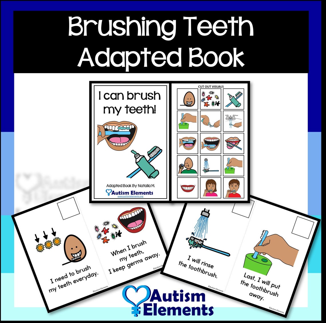 Brushing Teeth Adapted Book- Dental- Visuals- Autism - SPED Resources ...