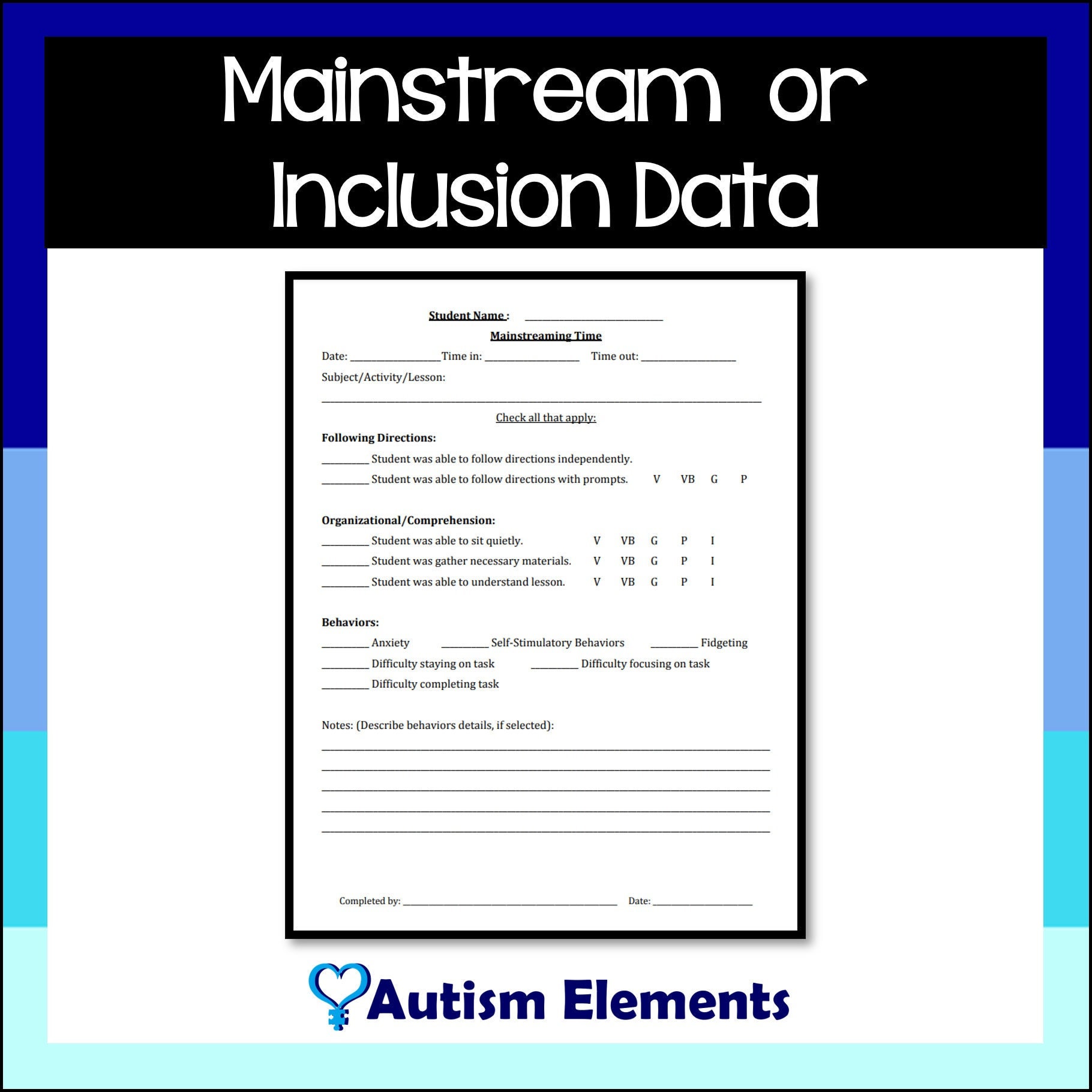 Mainstreaming Data- Inclusion- IEP Data - Etsy