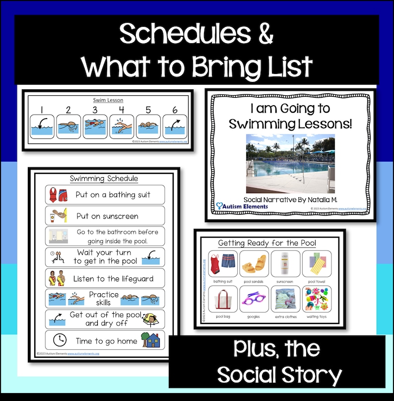 Swimming Visuals Supports With Photos & Visual Icons- Autism- Special ...