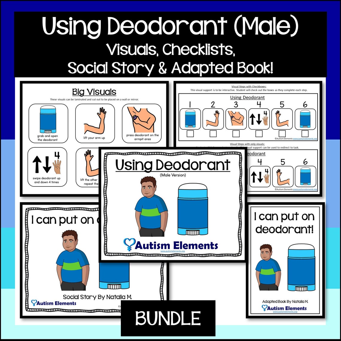 Deodorant Hygiene Visual Supports (boy) BUNDLE - Autism- Self Care ...
