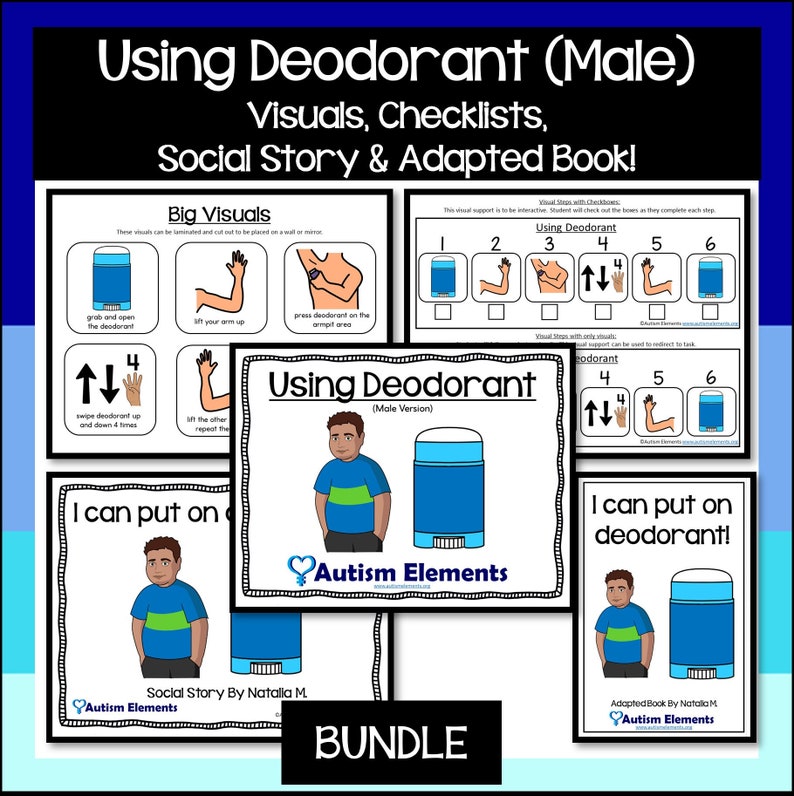 Deodorant Hygiene Visual Supports (boy) BUNDLE - Autism- Self Care ...