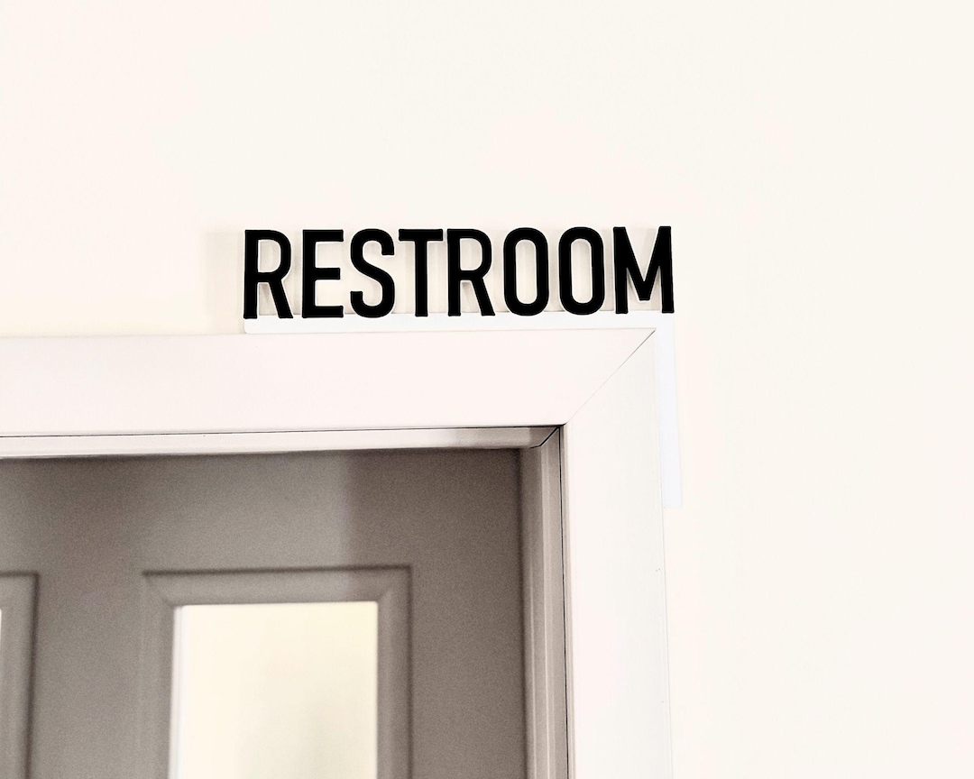 Restroom Door Sign Corner, Personalized Restroom Door Topper Plaque ...