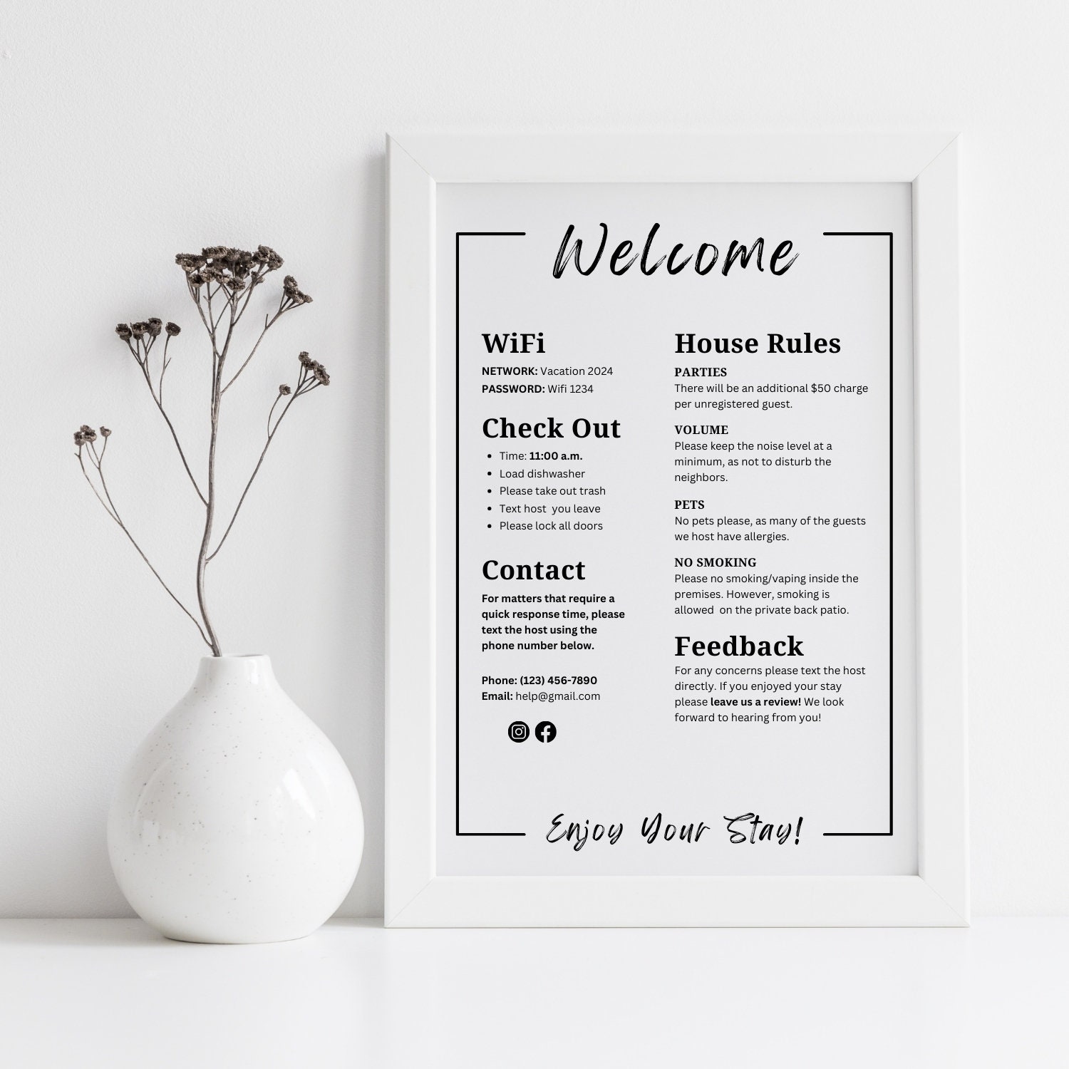Airbnb Welcome Sign Vacation Rental Sign Airbnb Canva Template Welcome ...