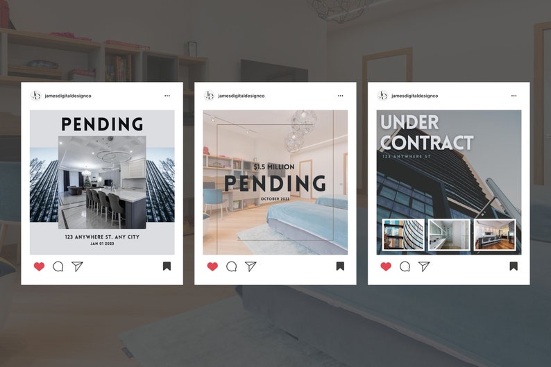 Pending Real Estate Social Media Posts Instagram Marketing Templates ...
