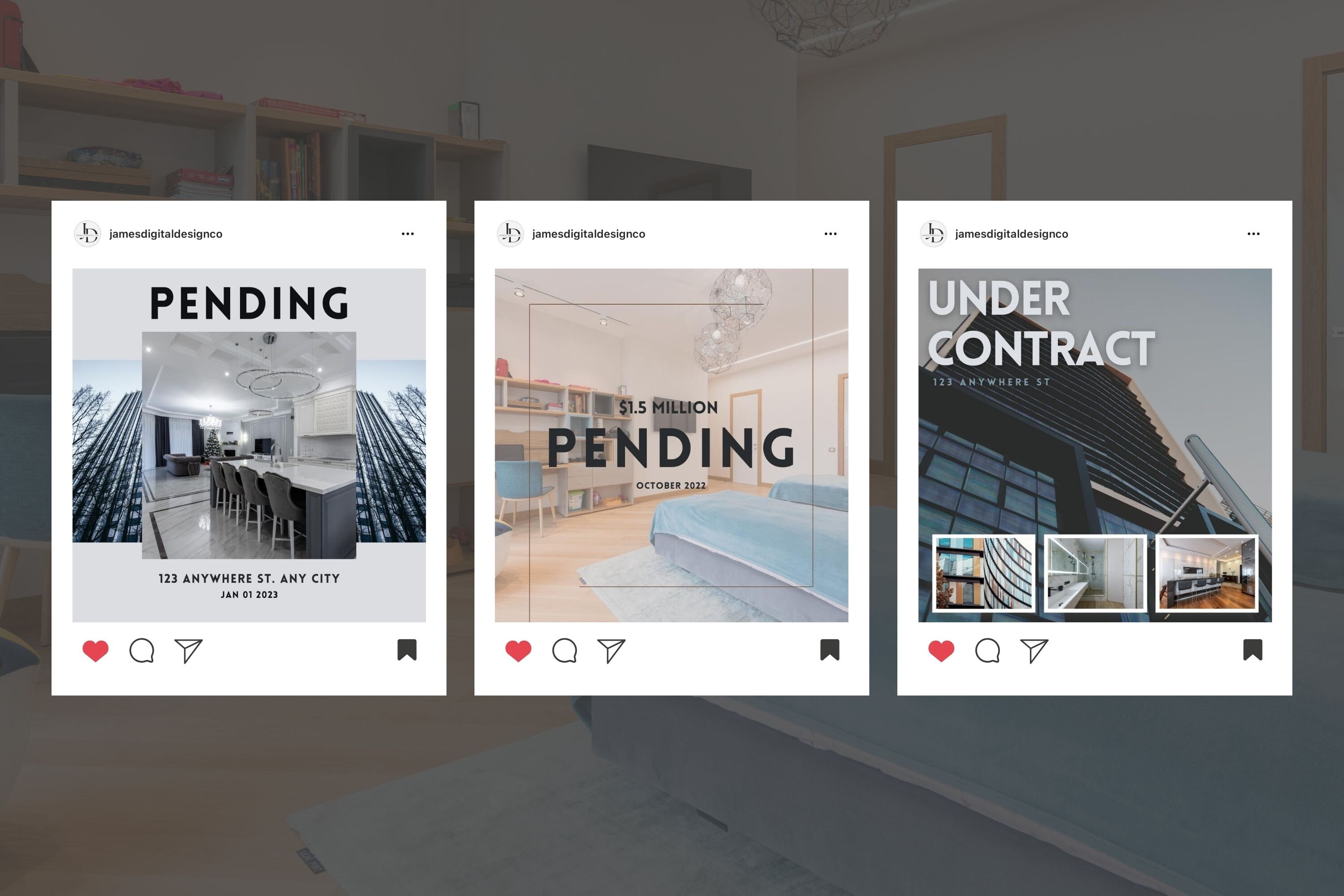 Pending Real Estate Social Media Posts Instagram Marketing Templates ...
