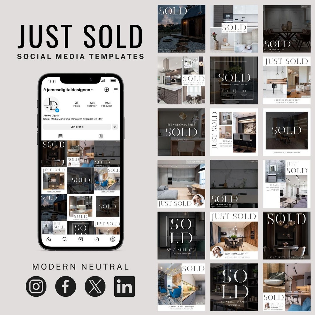 Just Sold Real Estate Social Media Posts | Instagram Marketing ...
