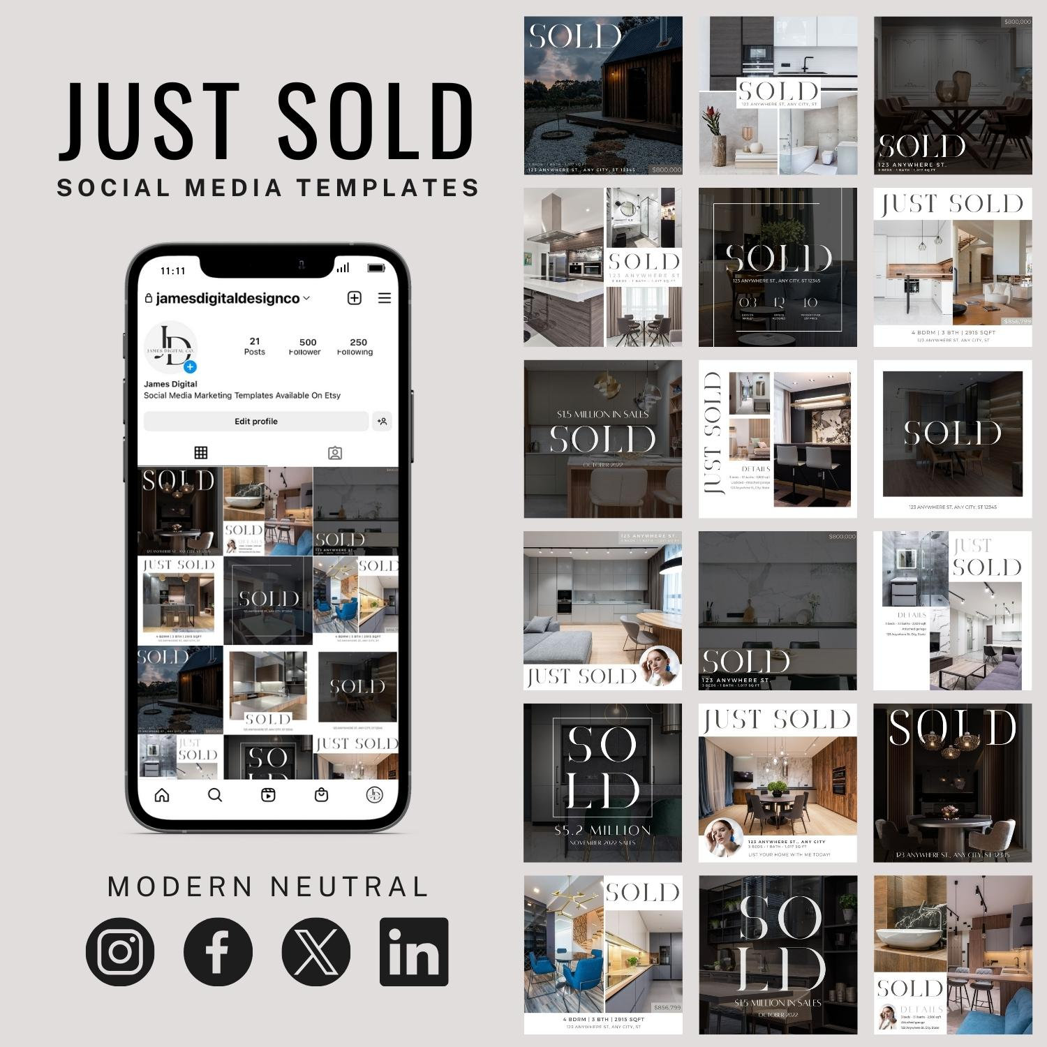 Just Sold Real Estate Social Media Posts | Instagram Marketing ...