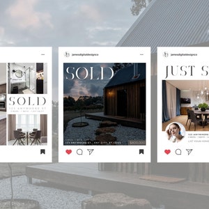 Just Sold Real Estate Instagram Post Templates | Neutral Design (canva ...