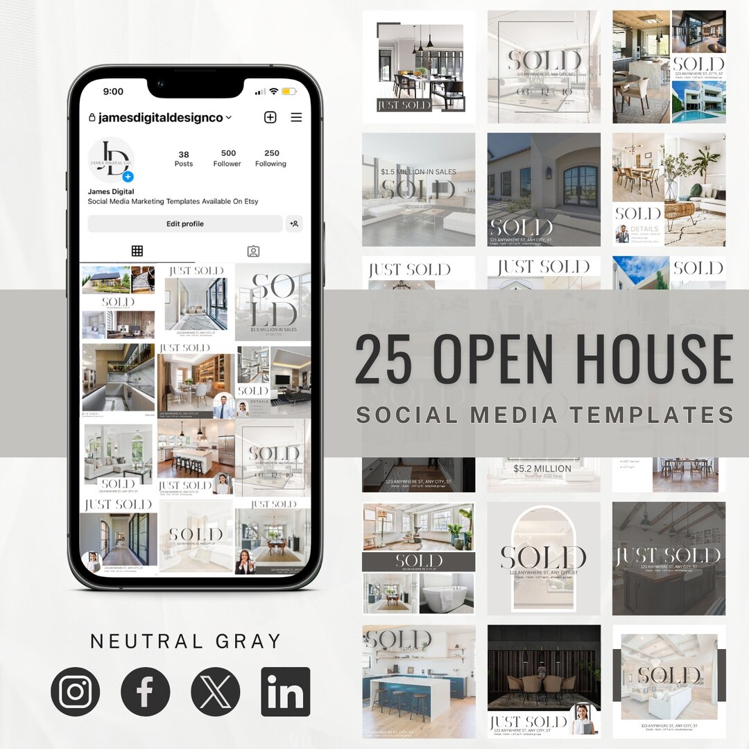 25 Open House Real Estate Instagram Template Bundle | Realtor Instagram ...