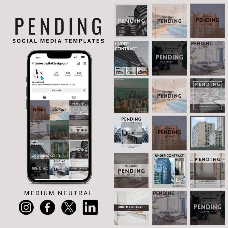 Pending Real Estate Social Media Posts Instagram Marketing Templates ...